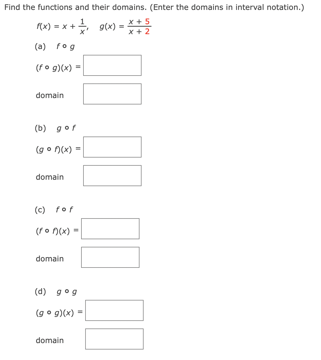 Solved Find the functions and their domains. (Enter the | Chegg.com