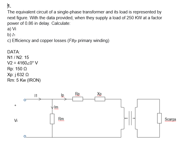 Solved 11. The equivalent circuit of a single-phase | Chegg.com