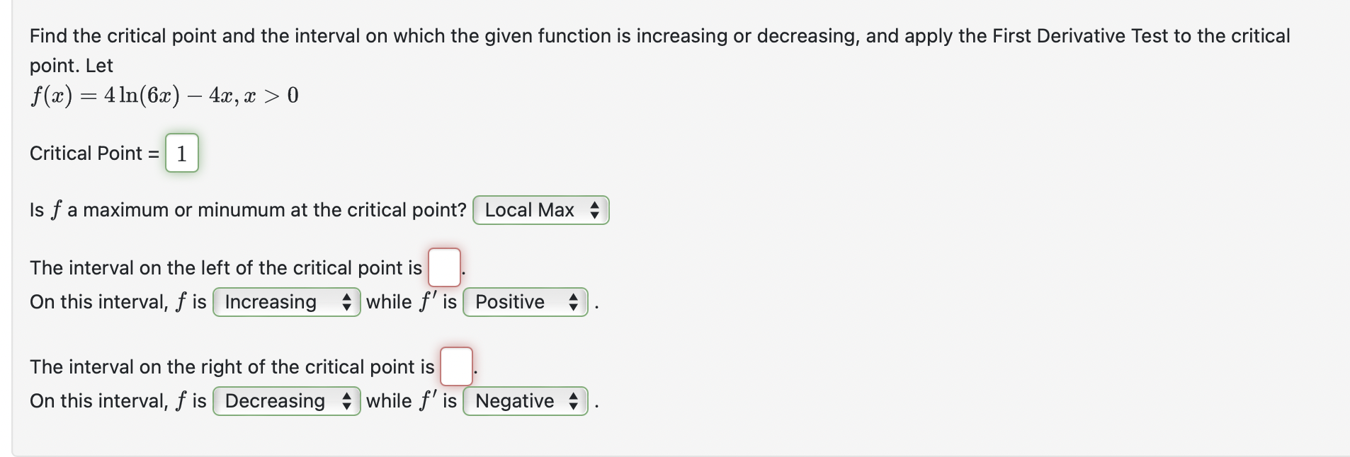 Solved Find the critical point and the interval on which the | Chegg.com