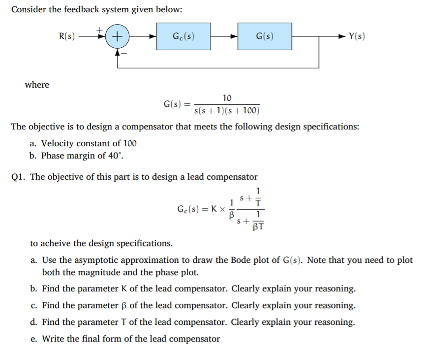 Solved Consider the feedback system given below: R(S) + | Chegg.com