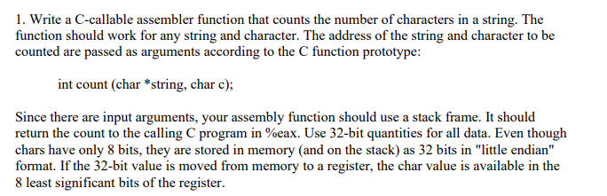 Solved 1 Write A C Callable Assembler Function That Counts