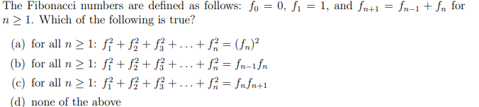 Solved The Fibonacci numbers are defined as follows: | Chegg.com