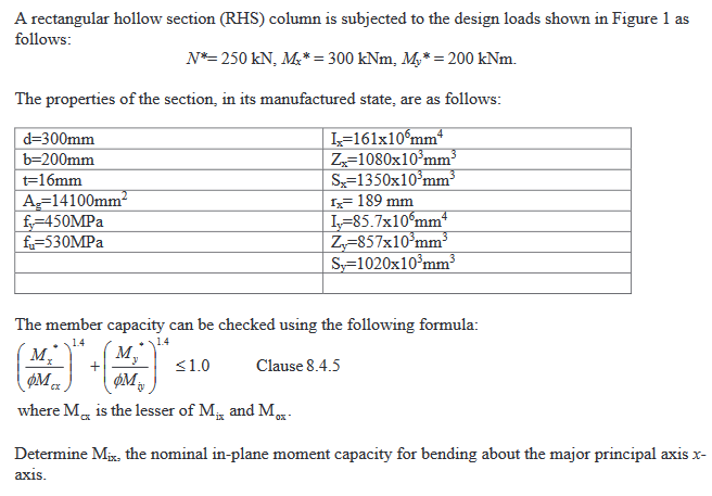 A rectangular hollow section (RHS) column is | Chegg.com