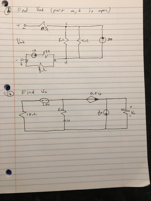 Solved Find Vab (port a, b is open) Find Vx | Chegg.com