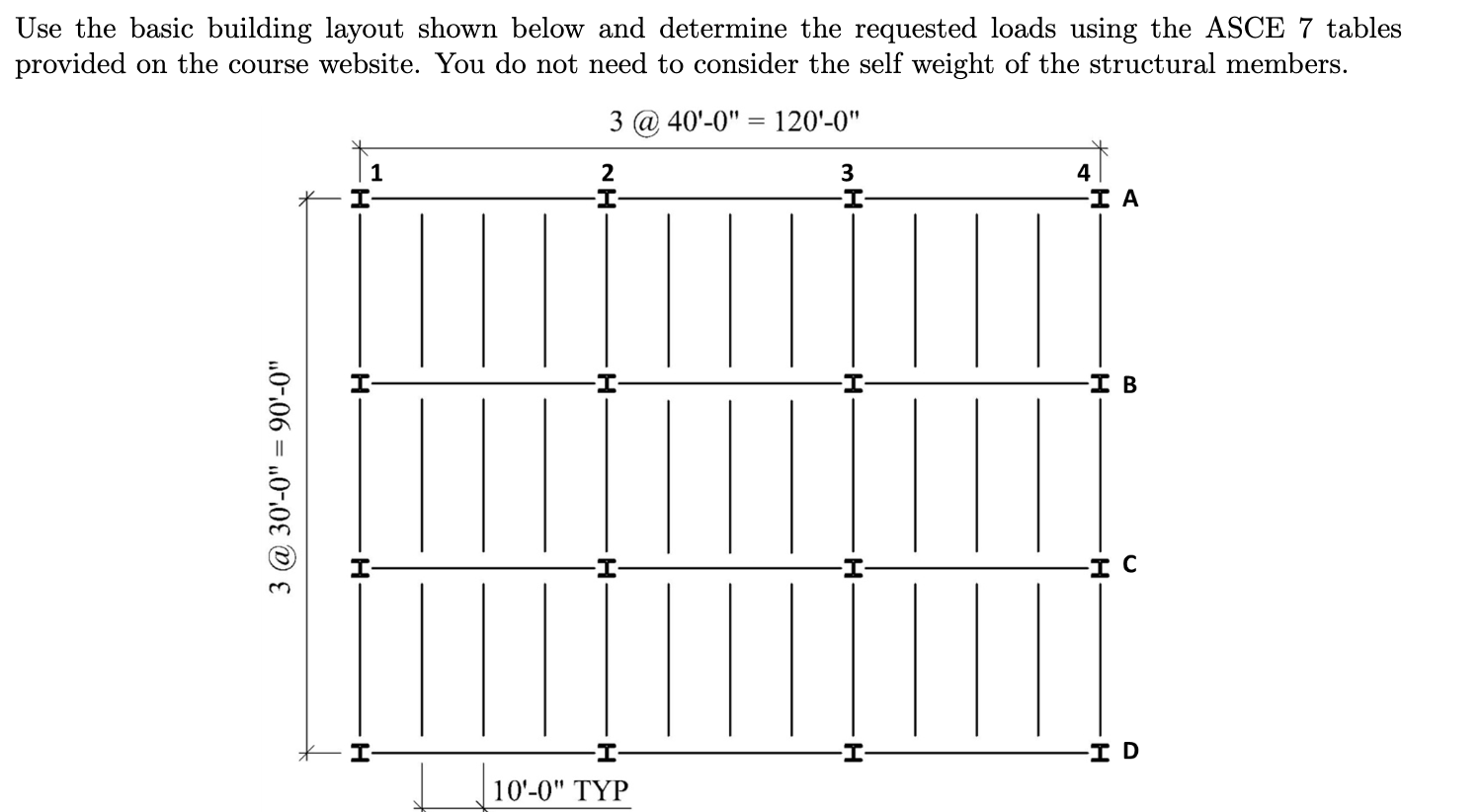 Solved The dead load and live load for a typical upper floor | Chegg.com