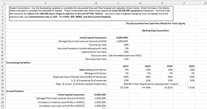 Solved Student instructions: Use the forecasting variables | Chegg.com