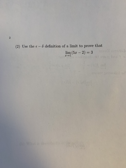 Solved (2) Use the e- definition of a limit to prove that | Chegg.com