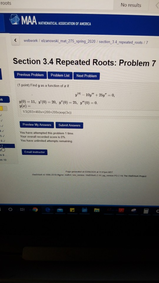 Solved roots No results MATHEMATICAL ASSOCIATION OF AMERICA | Chegg.com