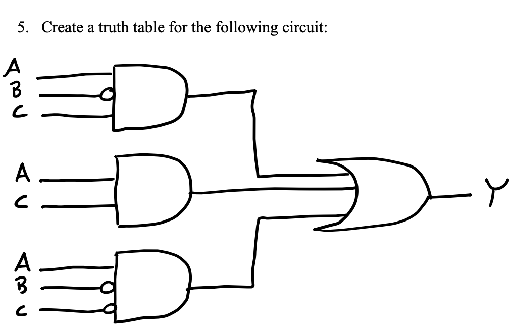 Solved 5. Create a truth table for the following circuit: | Chegg.com