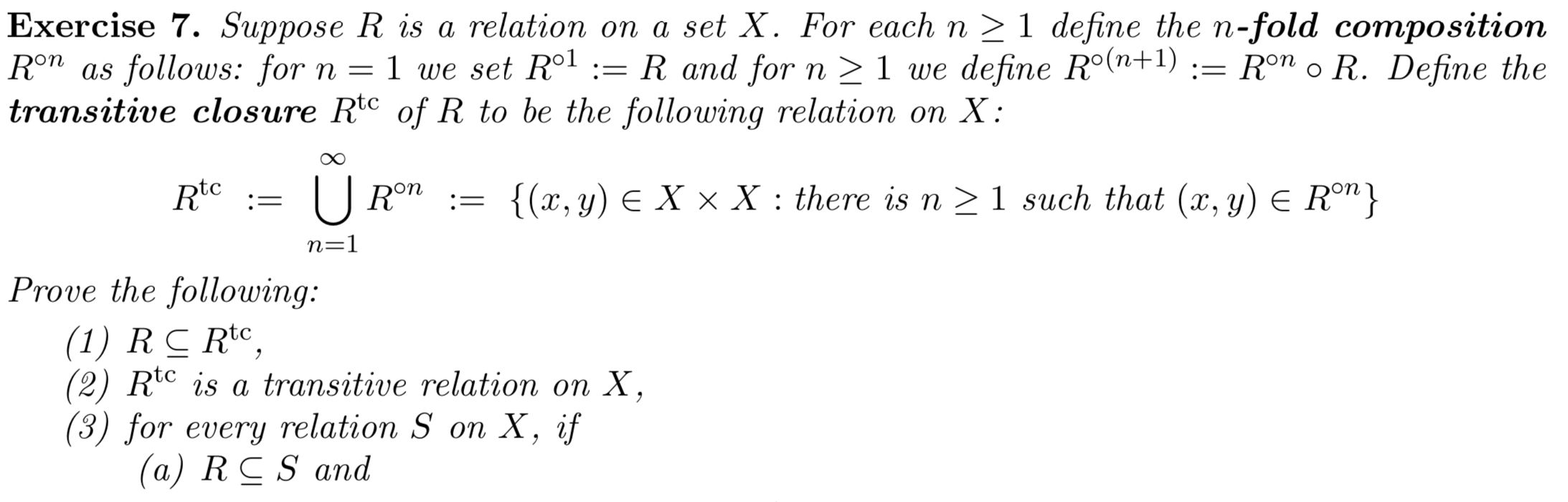 Solved Exercise 7. Suppose R is a relation on a set X. For | Chegg.com