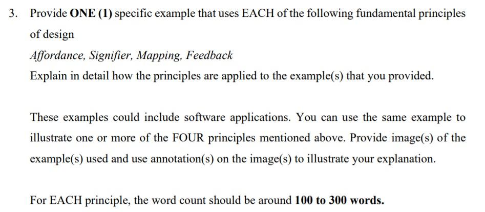 Solved 3. Provide ONE (1) specific example that uses EACH of | Chegg.com