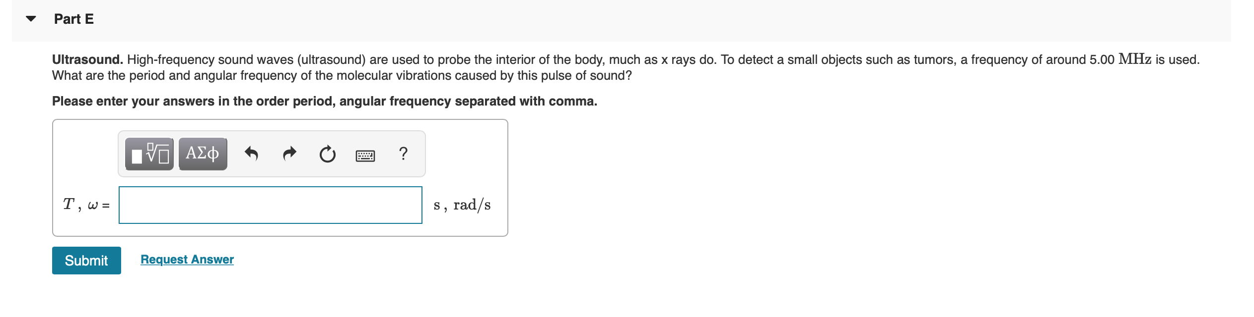 Solved Part E Ultrasound. High-frequency sound waves | Chegg.com