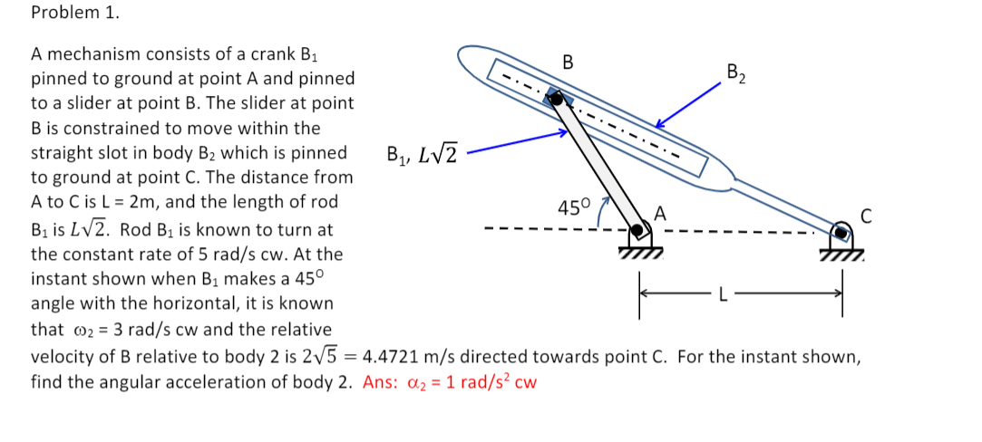 Solved Problem 1. B B2 B1, LV2 A mechanism consists of a | Chegg.com