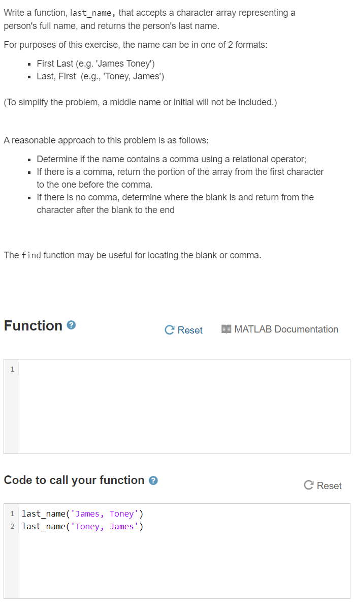 Solved Write a function, last_name, that accepts a character | Chegg.com