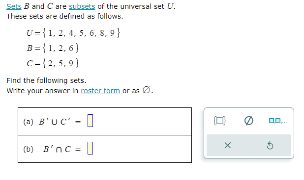 Solved Sets B and C are subsets of the universal set U. | Chegg.com