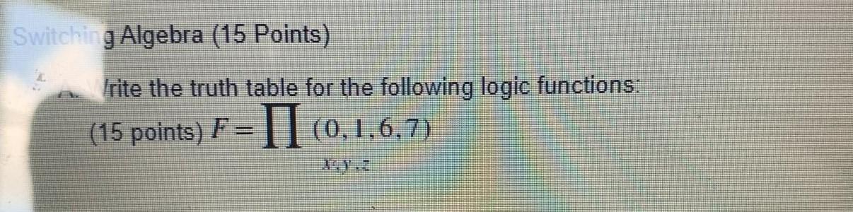 Solved Switching Algebra (15 Points) rite the truth table | Chegg.com