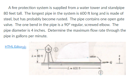 Solved A fire protection system is supplied from a water | Chegg.com