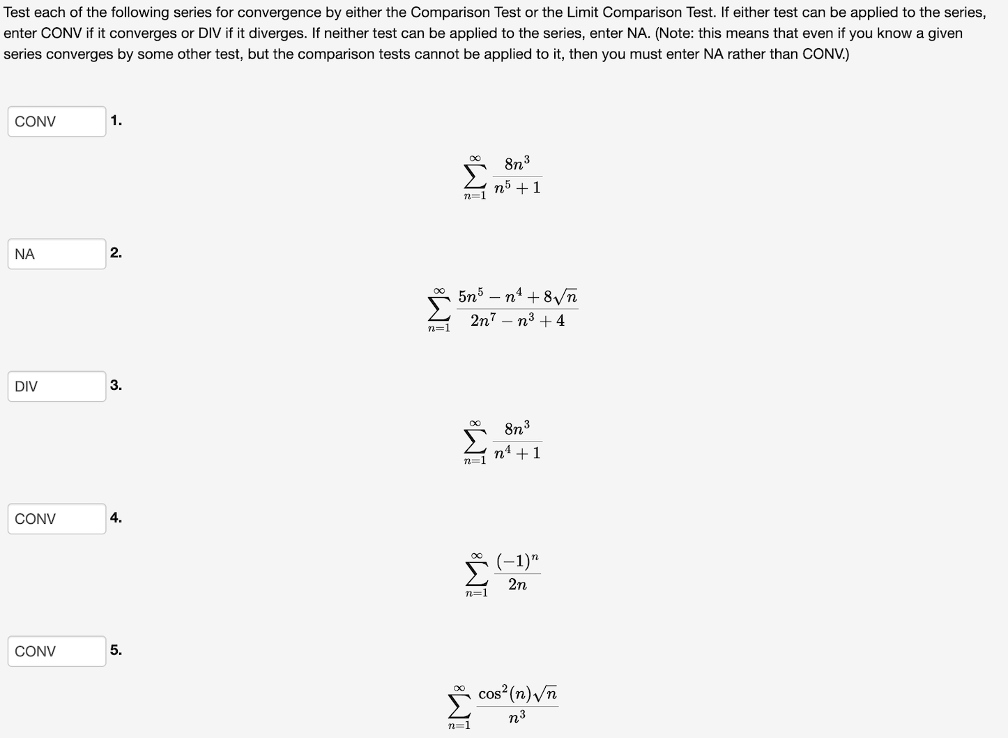 Solved Test each of the following series for convergence by | Chegg.com