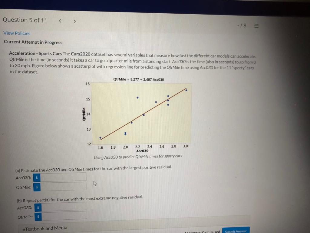 Solved Question 5 of 11 -/8 View Policies Current | Chegg.com