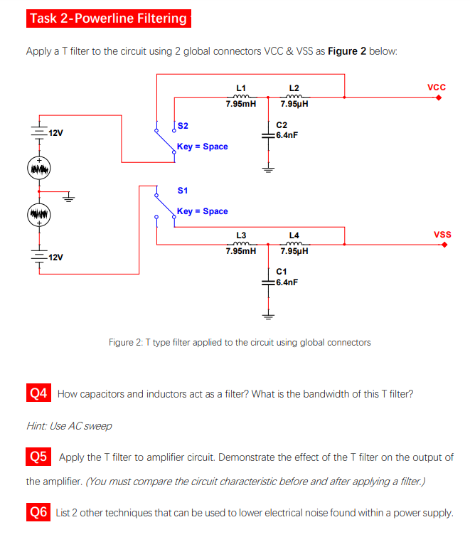 Solved Apply a T filter to the circuit using 2 global | Chegg.com
