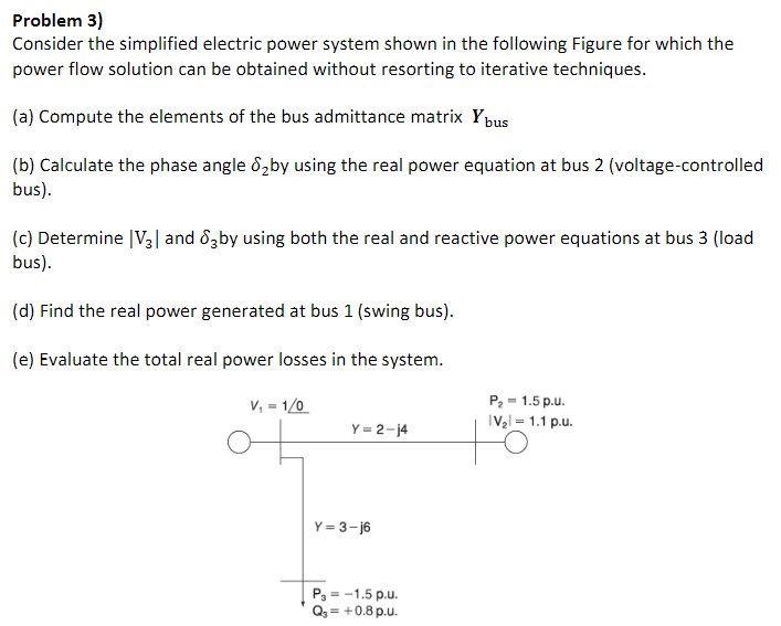 Solved Problem 3) Consider the simplified electric power | Chegg.com