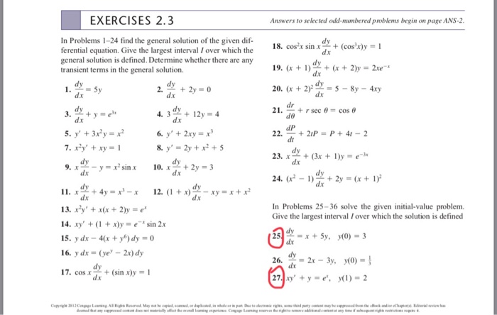 Solved EXERCISES 2.3 Answers to selected odd-numbered | Chegg.com