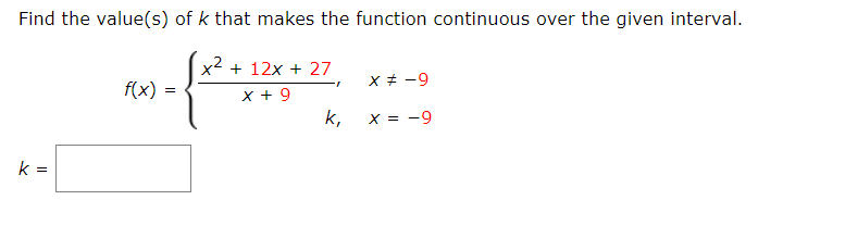 Solved Find the value(s) of k that makes the function | Chegg.com