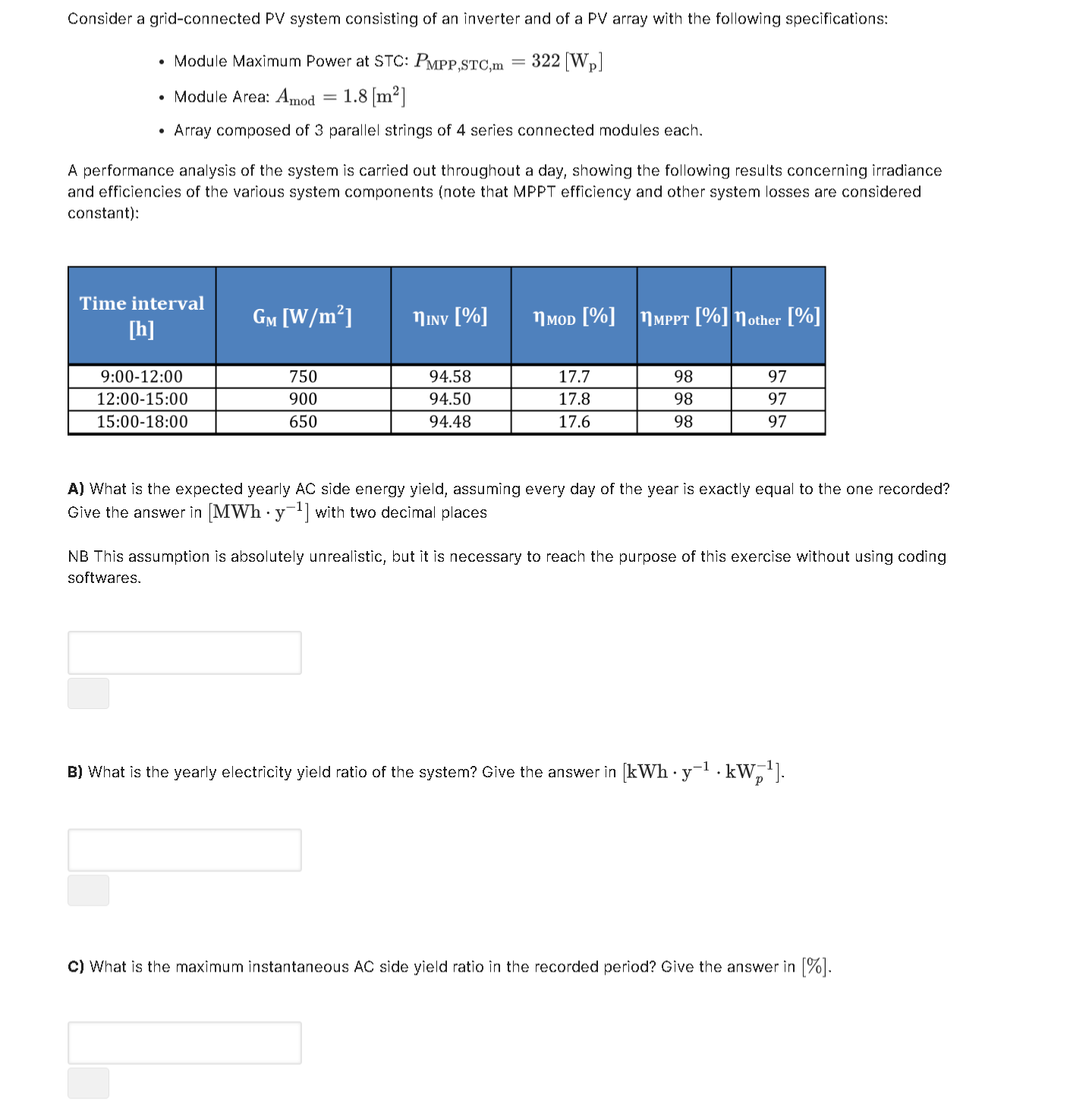 Solved Consider a grid-connected PV system consisting of an | Chegg.com
