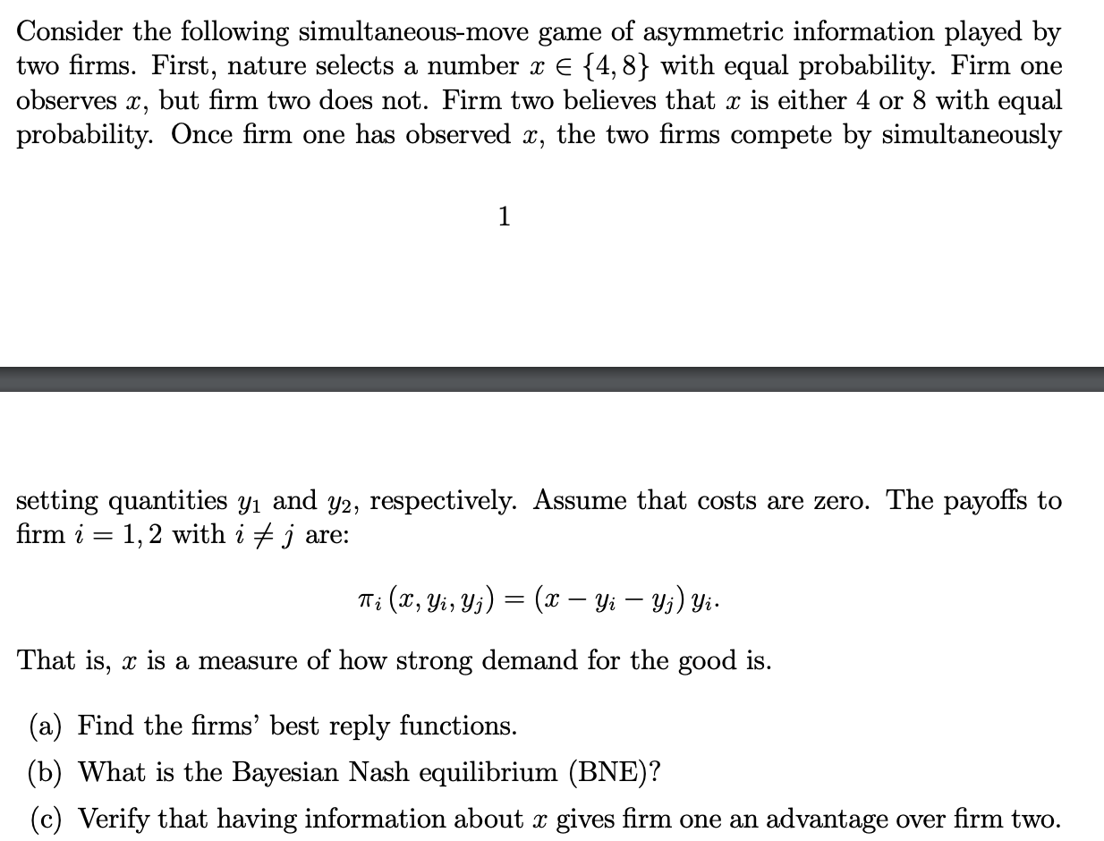 Solved Consider the following simultaneous-move game of | Chegg.com