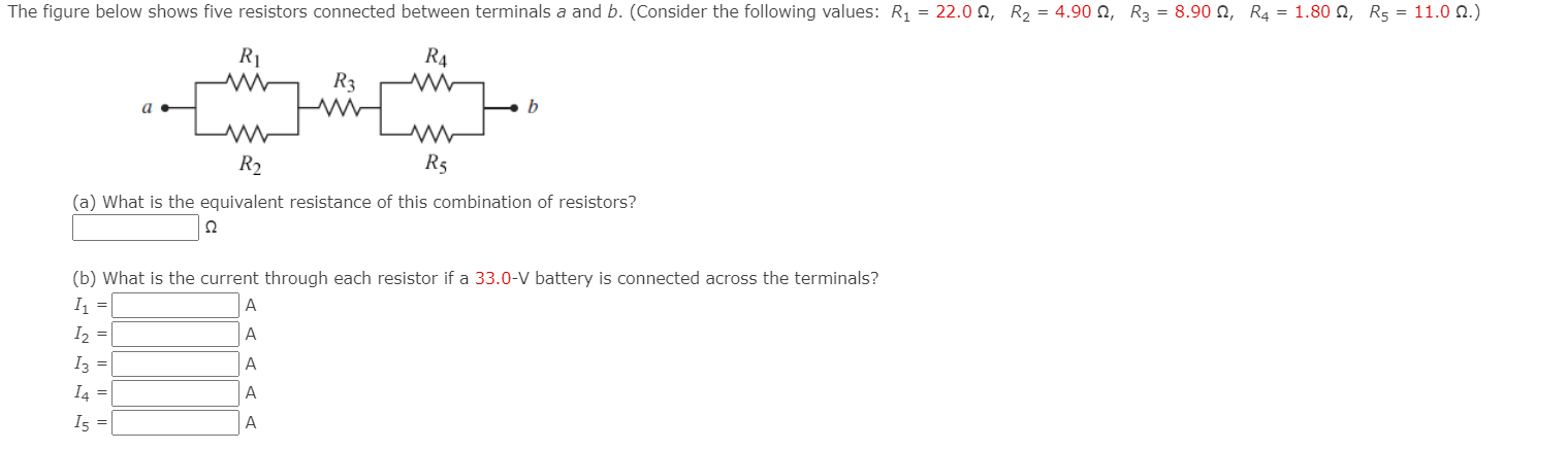 Solved The figure below shows five resistors connected | Chegg.com