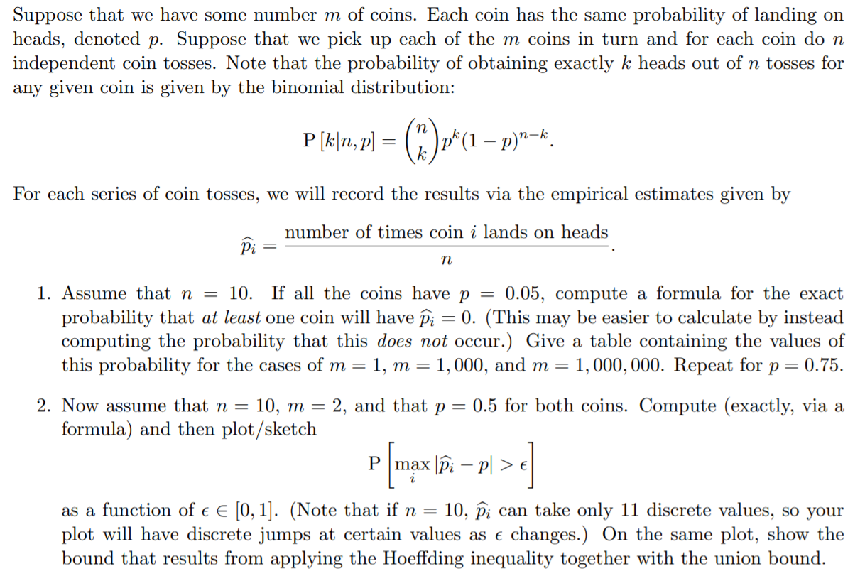 Suppose that we have some number m of coins. Each | Chegg.com