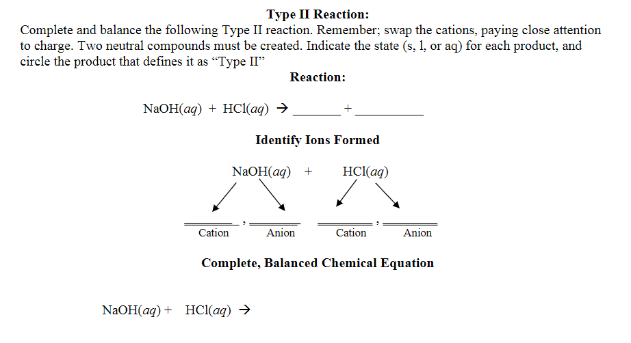 Solved Type II Reaction: Complete and balance the following | Chegg.com