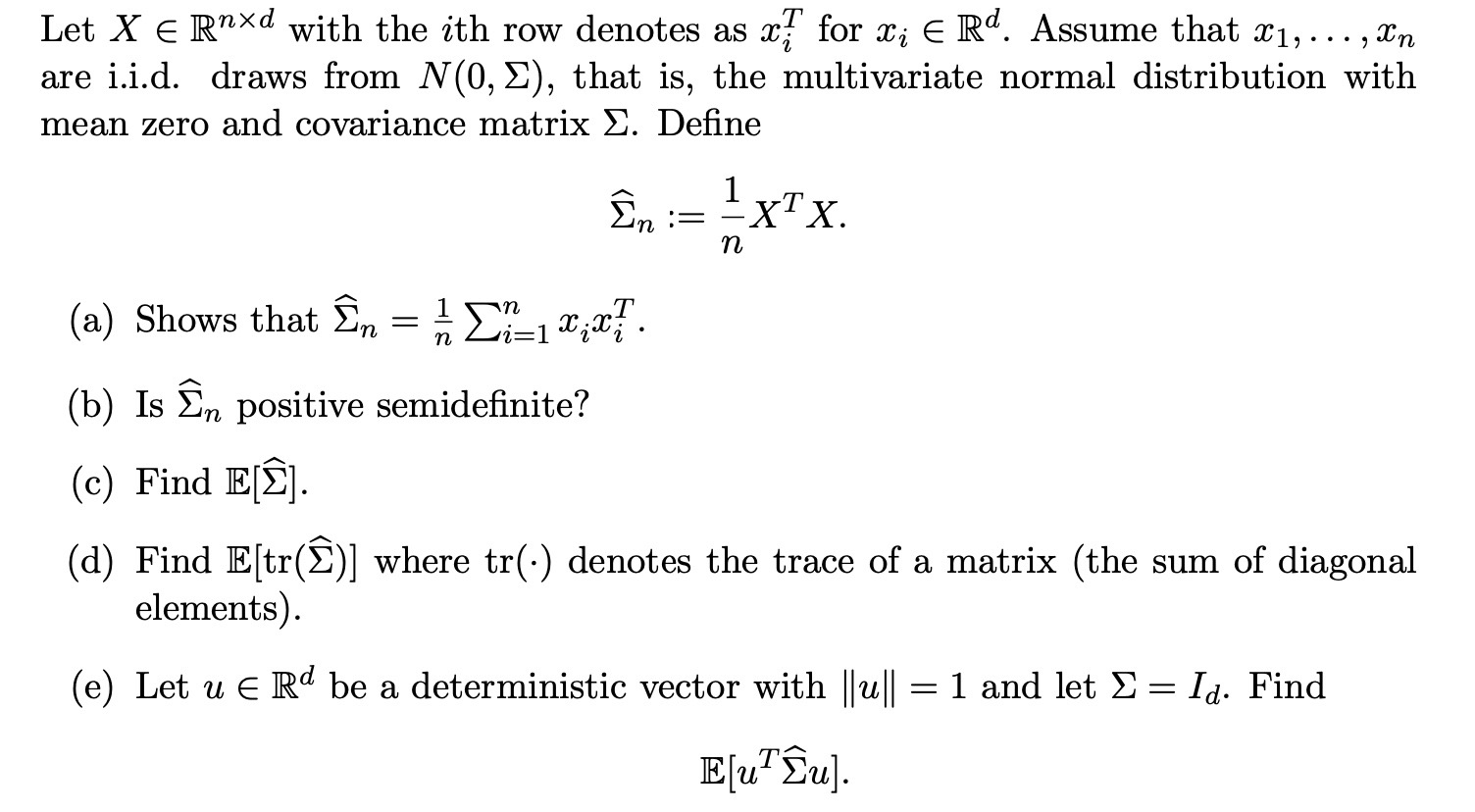 Solved Let X∈Rn×d with the i th row denotes as xiT for | Chegg.com