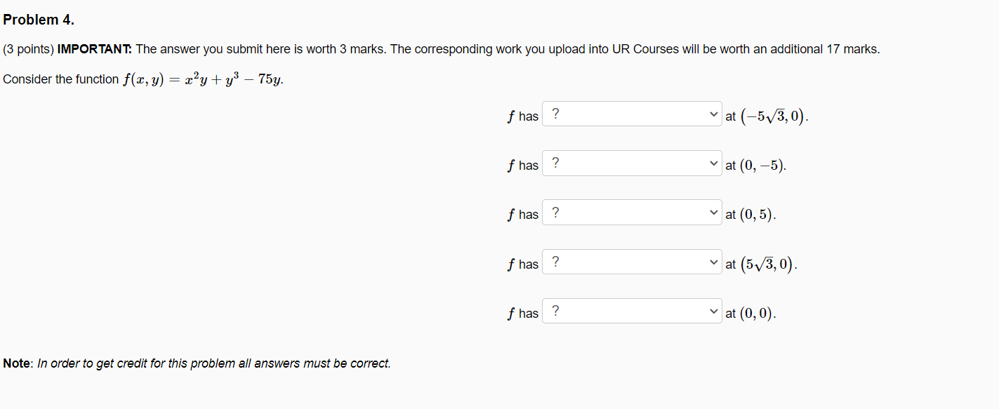 Solved Problem 4. (3 points) IMPORTANT: The answer you | Chegg.com