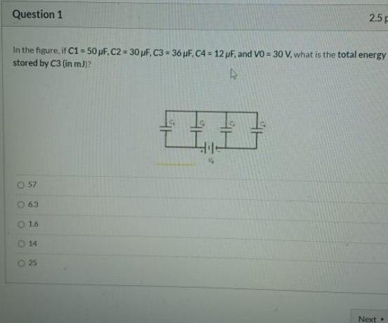 Solved Question 1 25 In the figure if C1 - 50 uF.C2 + 30 uF, | Chegg.com