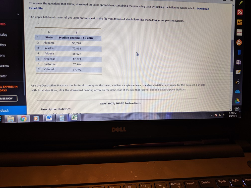Solved Attempts: Average: /1 12. Using Excel - Descriptive | Chegg.com