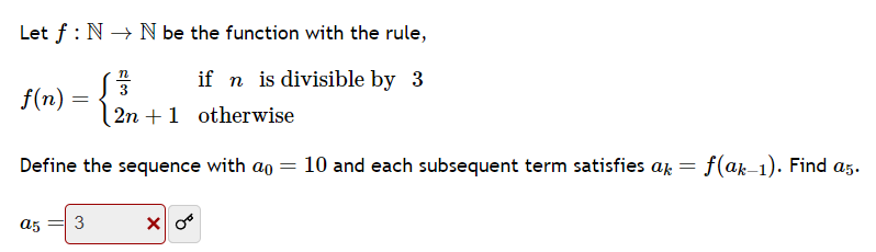 Solved Let f:N→N be the function with the rule, f(n)={3n2n+1 | Chegg.com