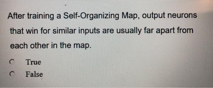 Solved After training a Self-Organizing Map, output neurons | Chegg.com