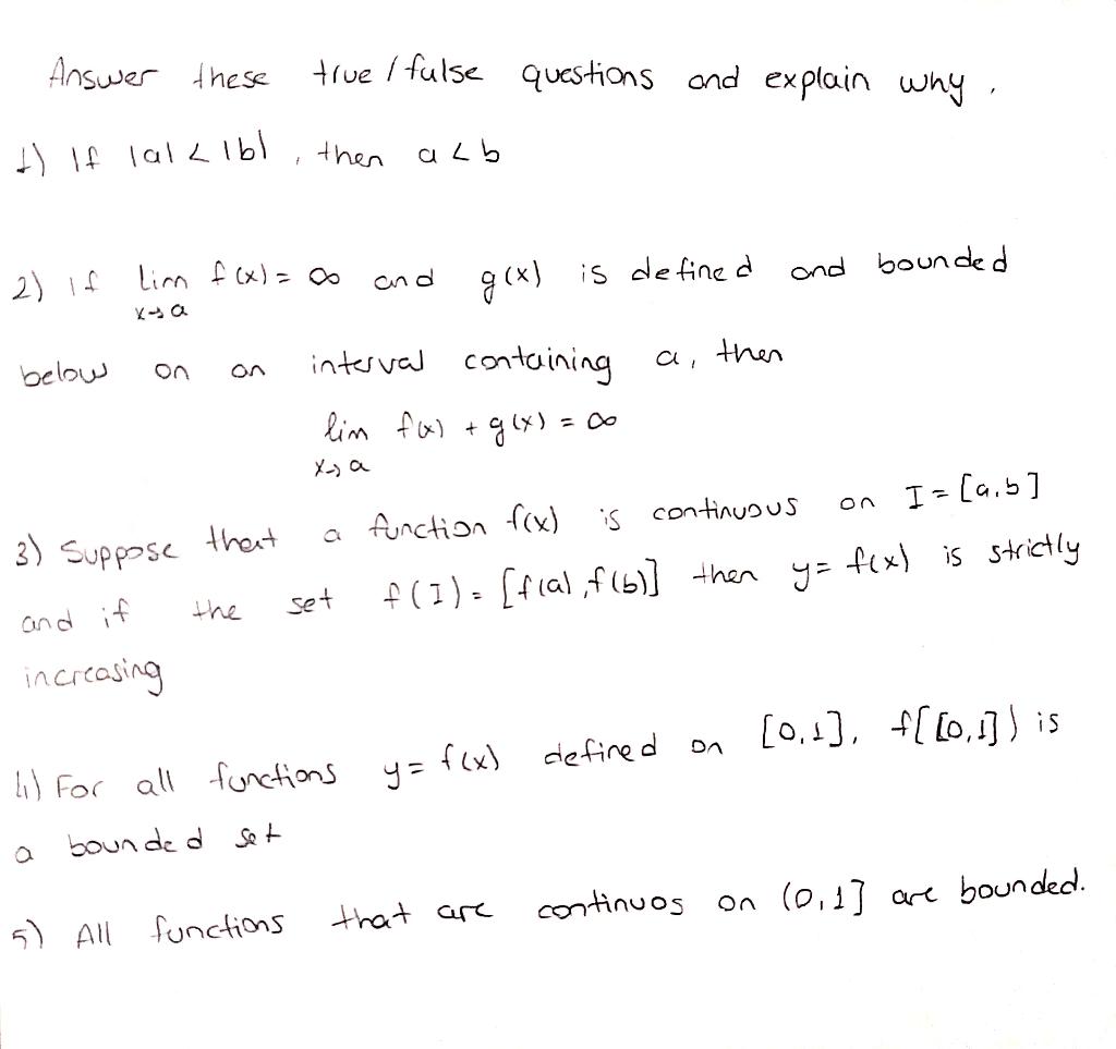 Solved Answer these true I fulse questions and explain why + | Chegg.com