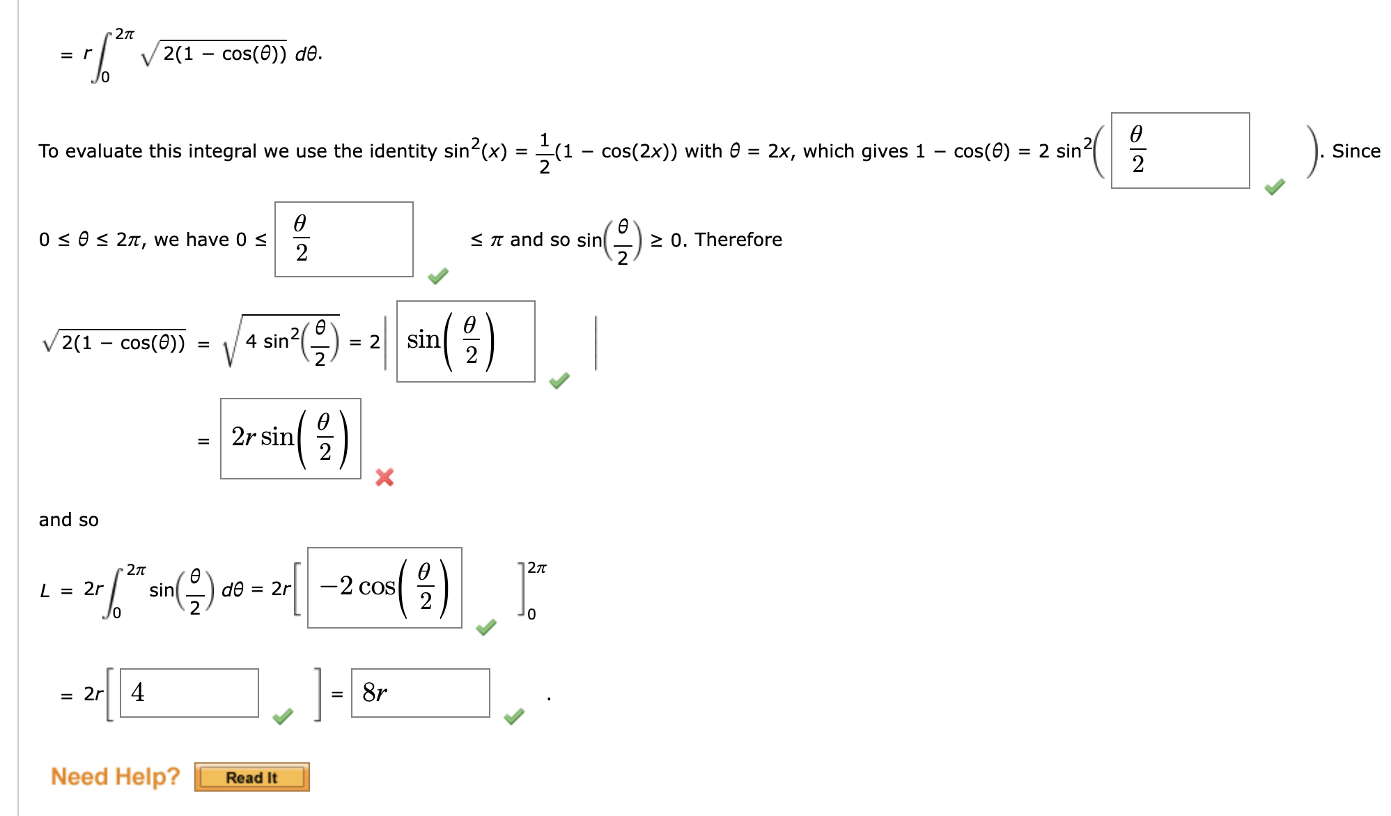 Solved Find the length of one arch of the cycloid | Chegg.com
