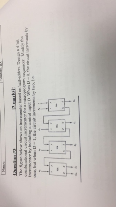 Solved Name St uestion #3 ncrementer based on half-adders. | Chegg.com
