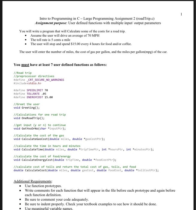 Solved Intro To Programming In C Large Programming 1223