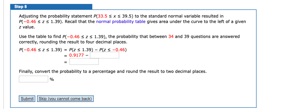 Solved Step 8 Adjusting the probability statement P(33.5 5 x | Chegg.com