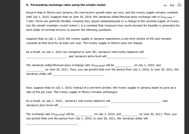 Solved 5. Forecasting exchange rates using the simple model | Chegg.com
