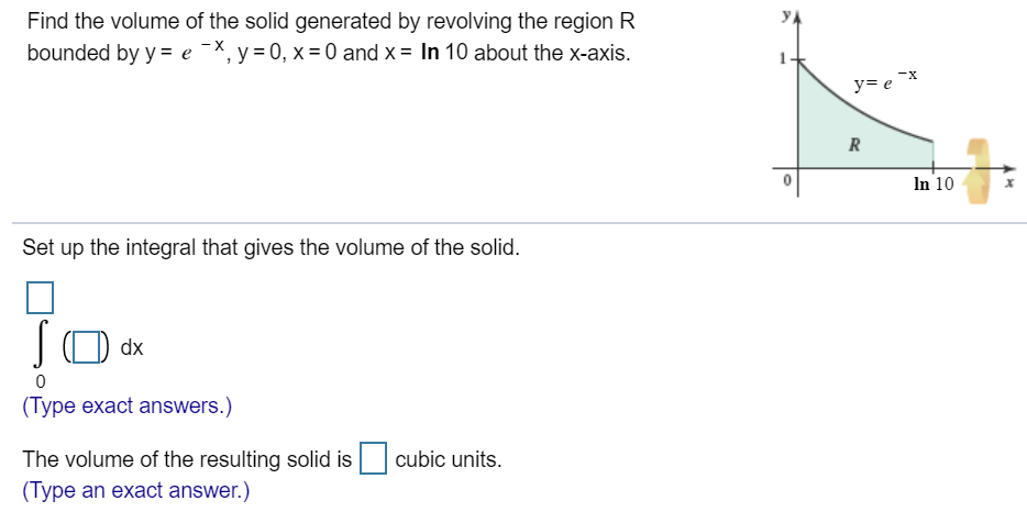 Solved YA Find the volume of the solid generated by | Chegg.com