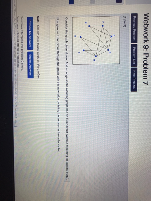 Solved Webwork 9: Problem 7 Previous ProblemProblem List | Chegg.com Solved Webwork 9: Problem 7 Previous ProblemProblem List | Chegg.com