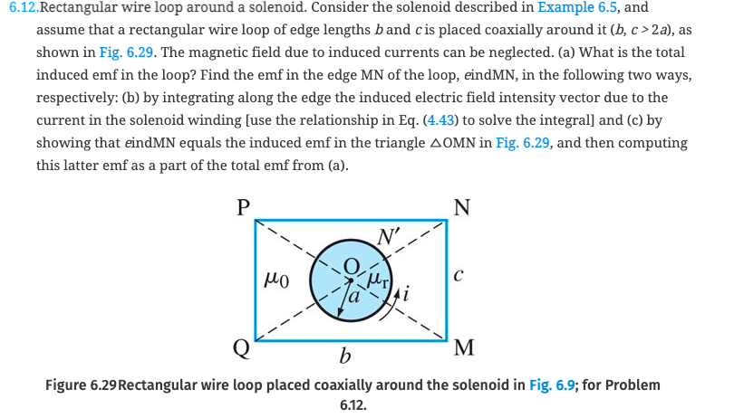Solved 6.12.Rectangular wire loop around a solenoid. | Chegg.com