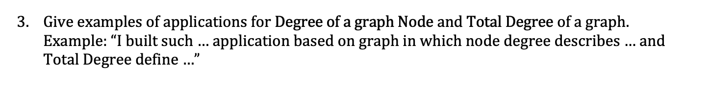 Solved 3. Give examples of applications for Degree of a | Chegg.com