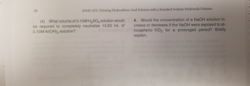 Solved ANAL 425: Titrating Hydrochloric Acid Solution with a | Chegg.com