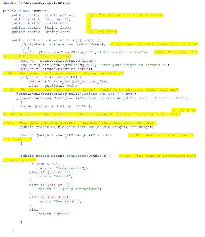 Solved import javax.swing.JOptionPane; public class Examone | Chegg.com